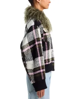 Essentiel Antwerp Kpop Faux Fur Collar Bomber Jacket