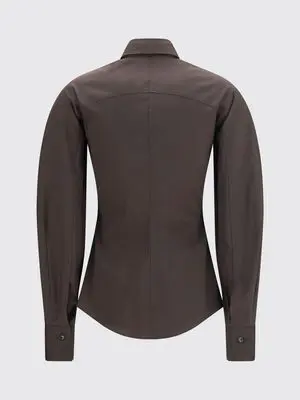 Brunello Cucinelli Cotton Blend Shirt With Monili Embellishment - Cocoa