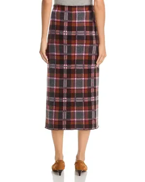 Guest In Residence Wool Cashmere Tartan Wrap Skirt