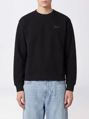 Kenzo Crewneck Cotton Sweatshirt With Contrast Logo Print On The Chest - Black