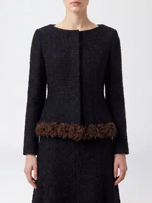 Simone Rocha Textured Fur Trimmed Jacket