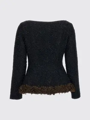 Simone Rocha Textured Fur Trimmed Jacket