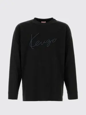 Kenzo Long-sleeved Cotton T-shirt With Tone-on-tone Embroidered Logo
