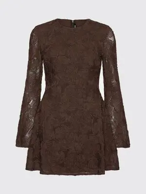 ROTATE BY BIRGER CHRISTENSEN Floral Print Long-sleeved Mesh A-line Mini Dress