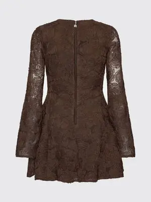 ROTATE BY BIRGER CHRISTENSEN Floral Print Long-sleeved Mesh A-line Mini Dress