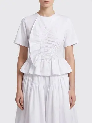 Cecilie Bahnsen Ruched Detail Short-sleeved Stretch-cotton T-shirt