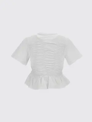 Cecilie Bahnsen Ruched Detail Short-sleeved Stretch-cotton T-shirt