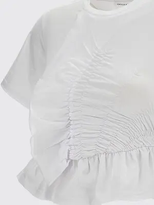 Cecilie Bahnsen Ruched Detail Short-sleeved Stretch-cotton T-shirt