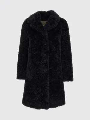 Herno Knee-length Single-breasted Faux Fur Coat With Lapel Collar - Black