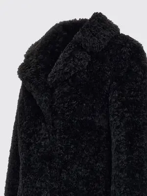 Herno Knee-length Single-breasted Faux Fur Coat With Lapel Collar - Black