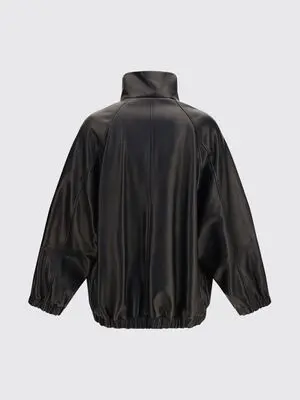 Brunello Cucinelli Relaxed Fit Lambskin Leather Bomber Jacket With High Neck - Grey