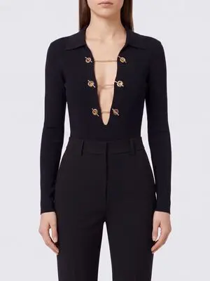 Elisabetta Franchi Long Sleeve Plunge Bodysuit - Blue