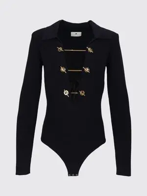 Elisabetta Franchi Long Sleeve Plunge Bodysuit - Blue