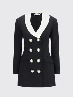SELF-PORTRAIT Double-breasted Blazer Mini Dress In Wool With Jewelled Buttons