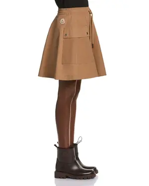 Moncler Cotton Blend A-line Mini Skirt - Open Brown