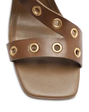 Farm Rio Grommet Block Heel Leather Sandals