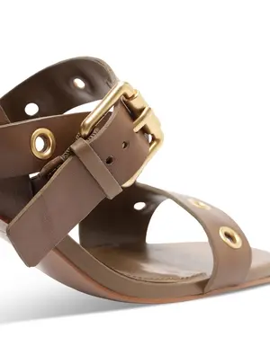 Farm Rio Grommet Block Heel Leather Sandals