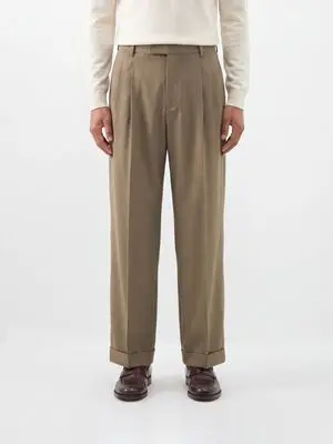 Valentino Garavani Pleated Wide-leg Trousers - Grey