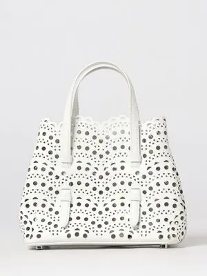 Alaïa Small Mina Perforated Leather Handbag - White