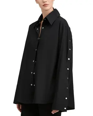 Derek Lam 10 Crosby Carine Poplin Snap Detail Shirt