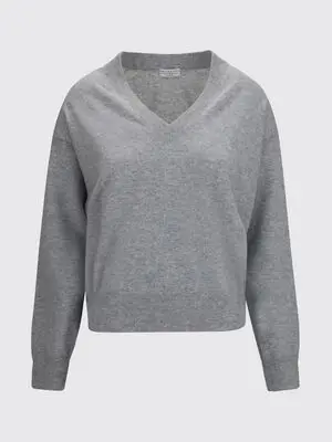 Brunello Cucinelli V-neck Jumper In Pure Cashmere With Ribbed Trims