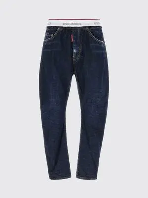 Dsquared2 Straight Leg Distressed Jeans With Elasticated Logo Waistband