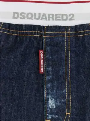 Dsquared2 Straight Leg Distressed Jeans With Elasticated Logo Waistband