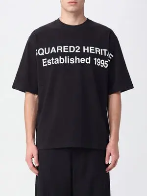 Dsquared2 Relaxed Fit Cotton Logo T-shirt With Dropped Shoulders - Black