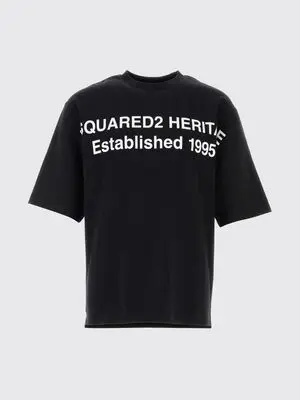 Dsquared2 Relaxed Fit Cotton Logo T-shirt With Dropped Shoulders - Black