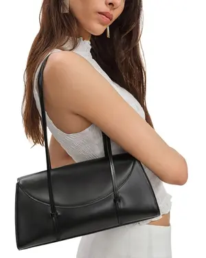 REFORMATION Elena Medium Leather Shoulder Bag - Black