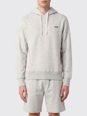 AUTRY Cotton Hoodie With Contrasting Logo And Drawstring - Grey