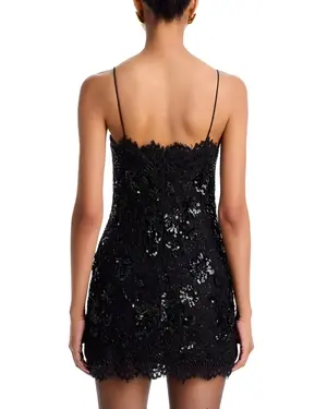 LoveShackFancy Jetta Embellished Lace Mini Dress
