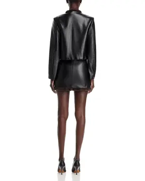 Alexander Wang Cropped Faux Fur Trim Leather Jacket