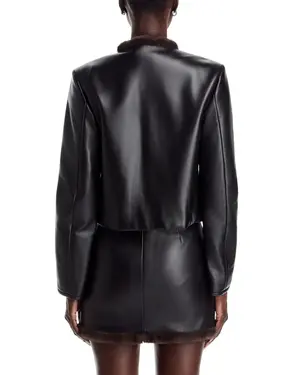 Alexander Wang Cropped Faux Fur Trim Leather Jacket