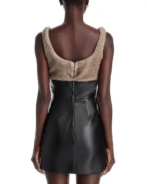 Alexander Wang Tailored Leather And Faux Fur Mini Dress