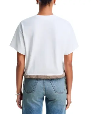 Alexander Wang Cotton Faux Fur Trim Crewneck Tee