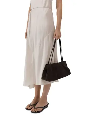 ST. AGNI Origami Medium Suede Shoulder Bag - Coffee