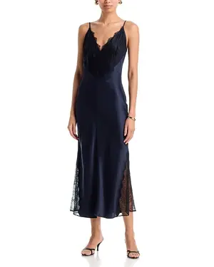ANINE BING Judy Lace Panel Slip Dress