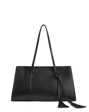 REFORMATION Elena Medium Leather Tote Bag - Black Leather