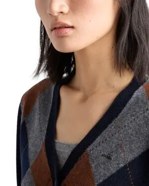 Prada Argyle Cashmere Cardigan - Blue
