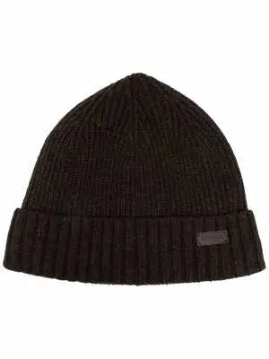 Barbour Wool-blend Logo Patch Knit Beanie - Green