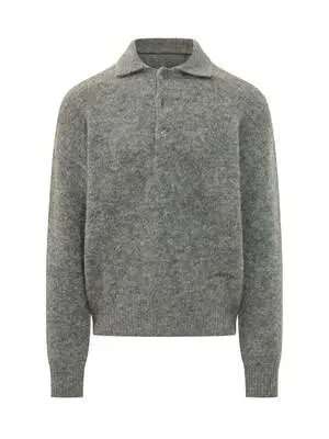 AMI Paris Polo Sweater Knit - Gris Carbone