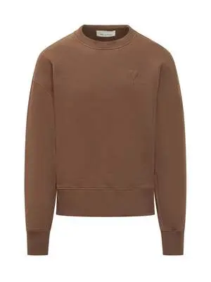 AMI Paris Heart Motif Sweatshirt - Marron Chocolate