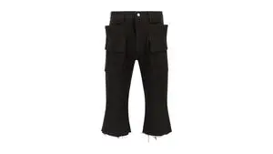 Rick Owens Denim Cargo Bolan Cutoffs Pants - Black