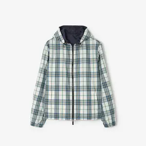 Burberry Reversible Check Newport Hooded Jacket Peacock Blue