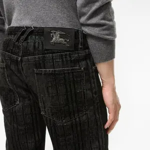 Burberry Check Flocked Straight Jeans