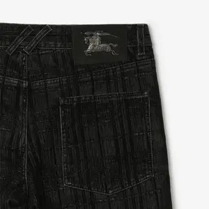 Burberry Check Flocked Straight Jeans
