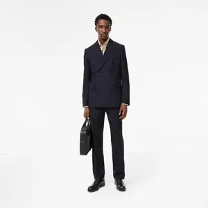 Burberry Wool Tailored Trousers - Navy