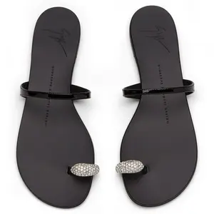 GIUSEPPE ZANOTTI Patent Leather Flat Thong Sandal
