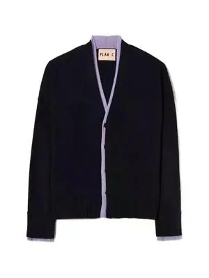 Plan C Contrast-trim Merino Cardigan